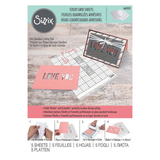 Sizzix 6" x 8 1/2" Sticky Grid Sheets 5pcs 663533 | Buddly Crafts