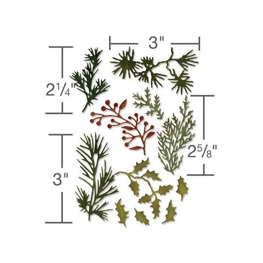 Sizzix Thinlits Cutting Dies By Tim Holtz Mini Holiday Greens 661597 7371