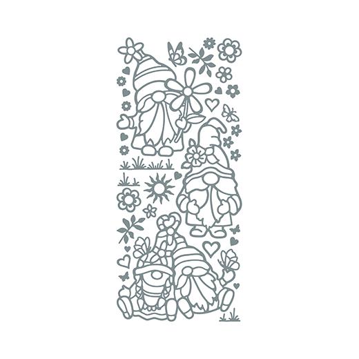 JEJE Peel Off Stickers - Gnome Flowers Silver | Buddly Crafts