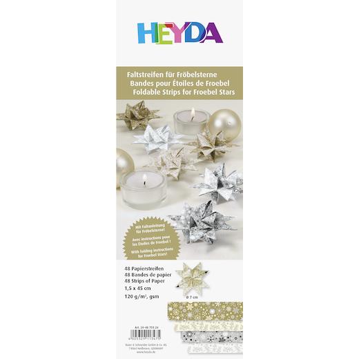 Heyda Ø 7cm Christmas Froebel Stars Paper Folding Set - Silver/Gold ...