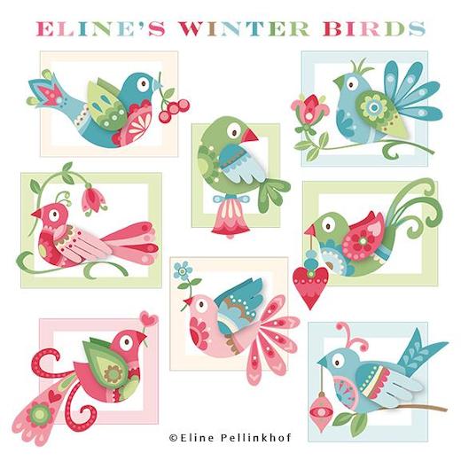 Eline's Digital ClipArt Set - Eline's Winter Birds | Buddly Crafts