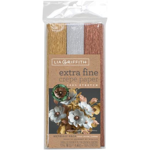 Lia Griffith Crepe Paper Extra Fine 25cm x 2m - 3pcs Metallics | Buddly ...