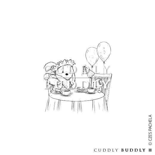 Pachela Studios Digital Stamp - Toby Tumble Tea Time | Buddly Crafts