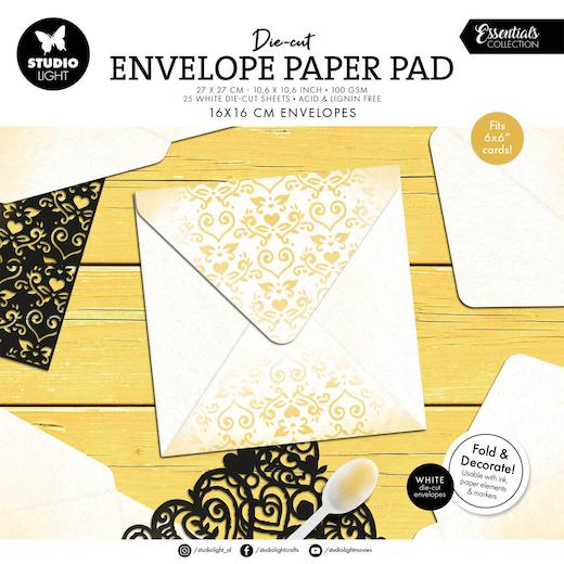 Studio Light Blank White Envelope Paper Pad 25pcs - 16x16cm | Buddly Crafts