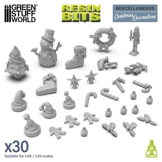 Green Stuff World 3D Printed Resin Bits - Christmas Decorationst 1:48-1 ...