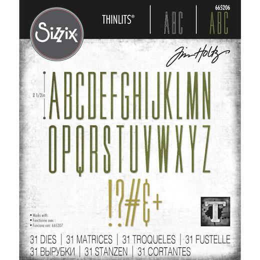 Sizzix Thinlits Dies By Tim Holtz 31pcs Alphanumeric Stretch Upper 5594