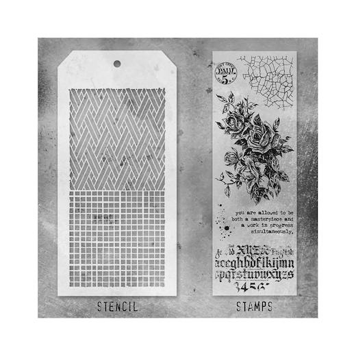 Tim Holtz Mixed Media Stamps & Stencil - THMM119 | Buddly Crafts