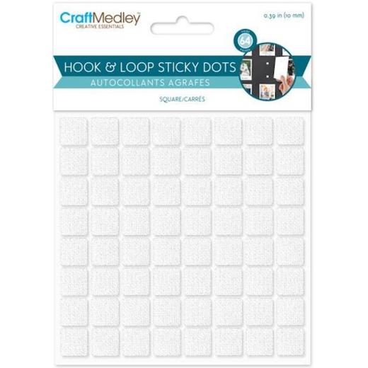 Craft Medley 10mm Hook & Loop Sticky Dots 64pcs - White Square | Buddly ...