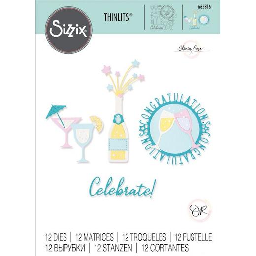 Sizzix Thinlits Die Set 12pcs - Bottles & Glasses by Olivia Rose 665816 | Buddly Crafts