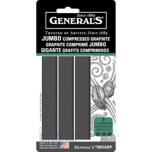 General's Jumbo Compressed Graphite Sticks - 2B, 4B & 6B | Buddly Crafts