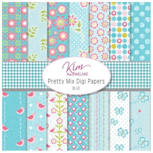 Kim's Digi Papers - Pretty Mix - Blue | Buddly Crafts