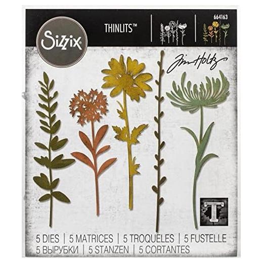 Sizzix Thinlits Die Set by Tim Holtz 5pcs - Wildflower Stems #1 664163 | Buddly Crafts
