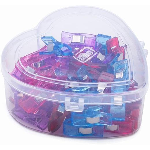 Prym 2.6cm Fabric Clips in Heart Container 40pcs 610185 | Buddly Crafts