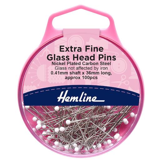 Hemline 36mm Extra Fine Glass Head Pins 100pcs H674 | Buddly Crafts