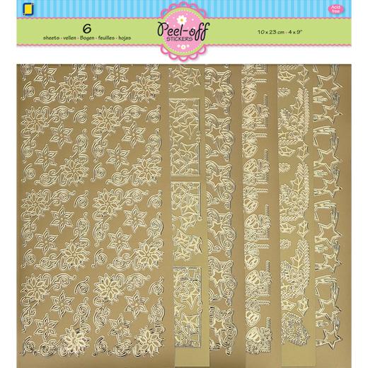 JEJE Peel Off Stickers 6pcs - Christmas Corners Gold 3.9913 | Buddly Crafts