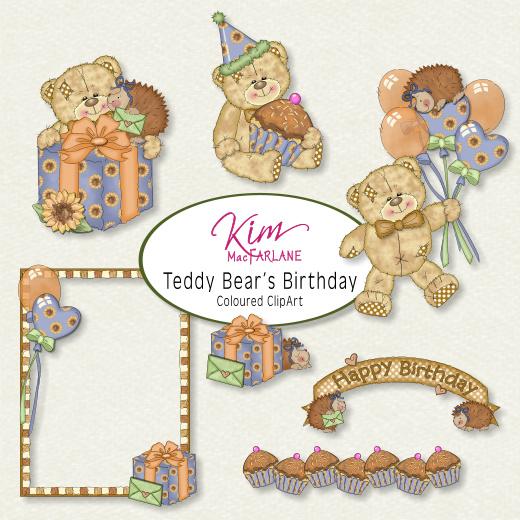 Kim's ClipArt - Teddy Bear's Birthday - Brown | Buddly Crafts