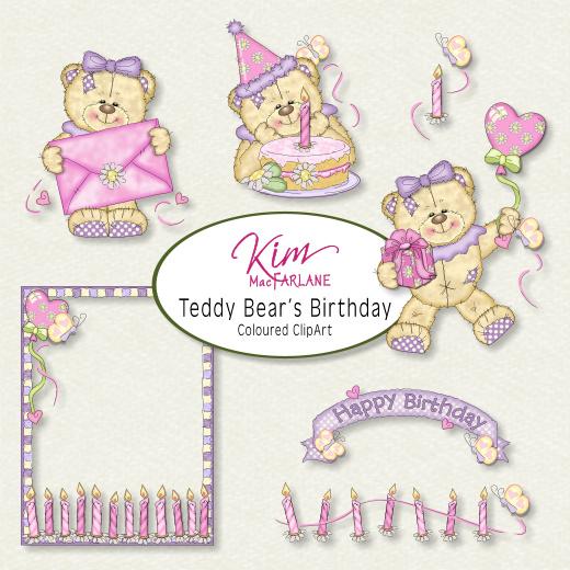 Kim's ClipArt - Teddy Bear's Birthday - Lilac | Buddly Crafts