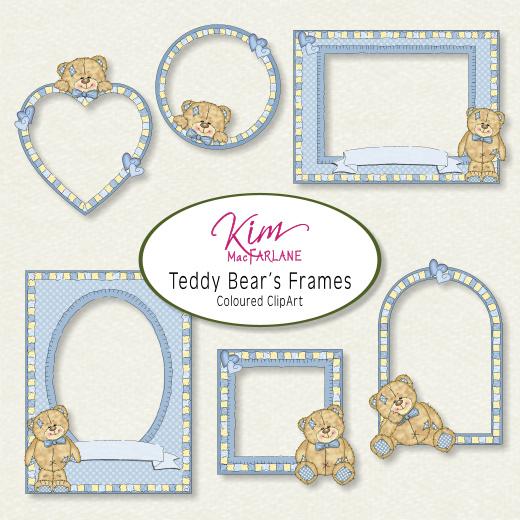 Kim's ClipArt - Teddy Bear Frames Blue | Buddly Crafts