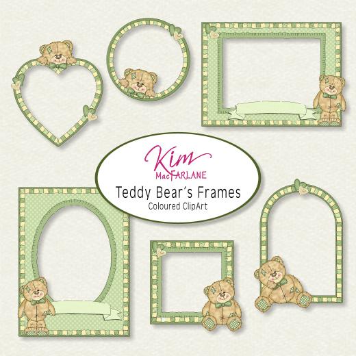 Kim's ClipArt - Teddy Bear Frames Green | Buddly Crafts
