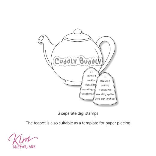 Kim's Digital Stamps - Teapot & Tag Sentiments | Buddly Crafts