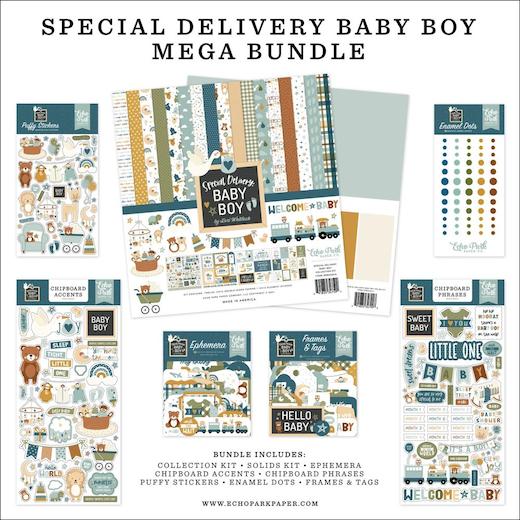 Echo Park Special Delivery Baby Boy Papercrafting Mega Bundle | Buddly ...